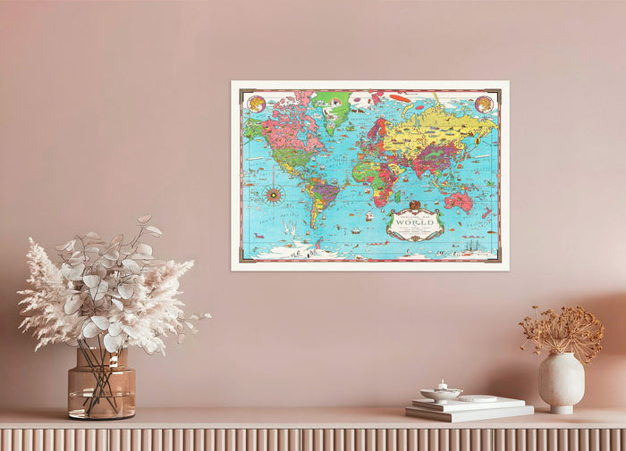 Mapa mundi (1931) - pôster | Quadro decorativo para parede | Posterscape