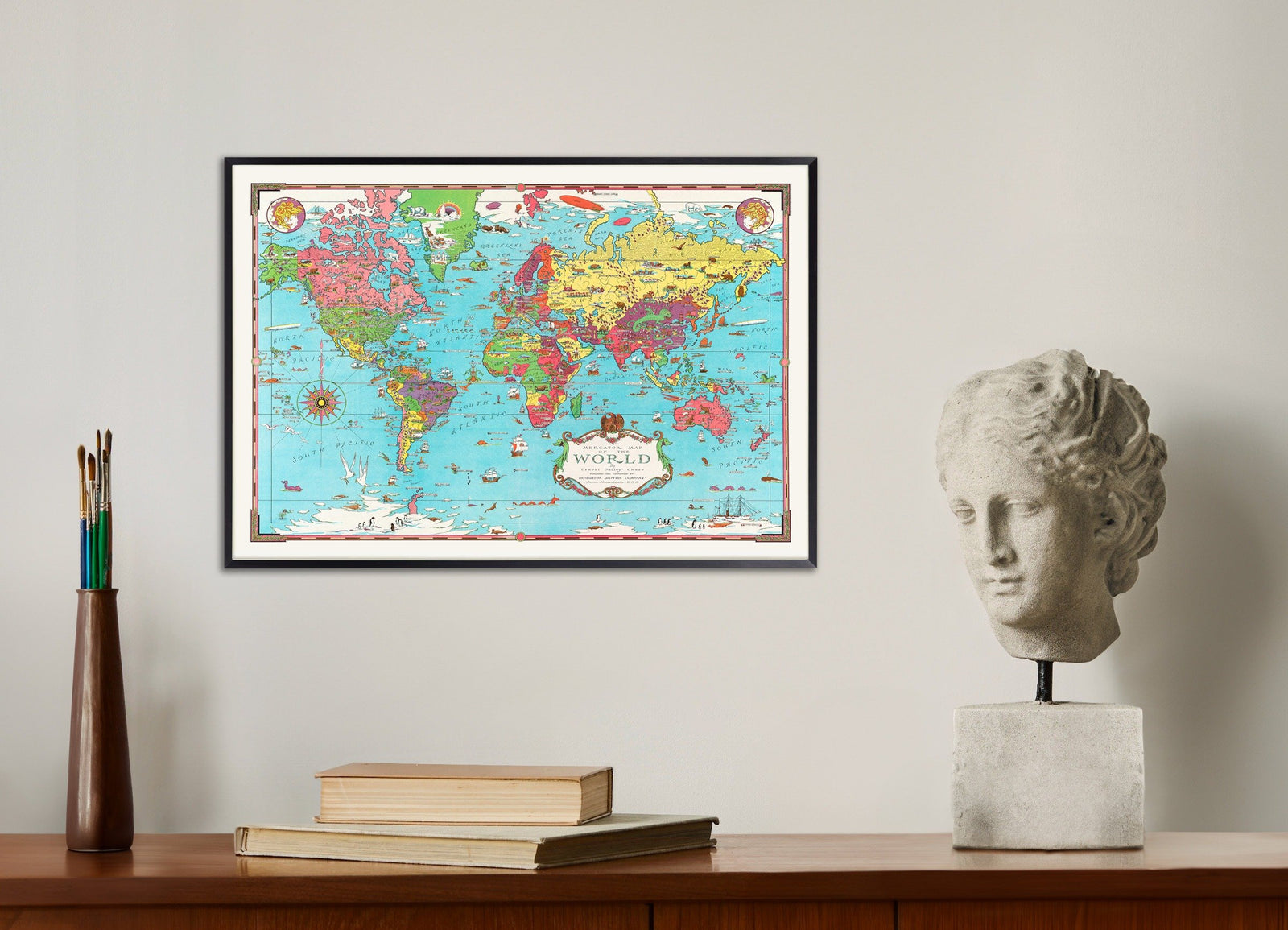 Mapa mundi (1931) - pôster | Quadro decorativo para parede | Posterscape