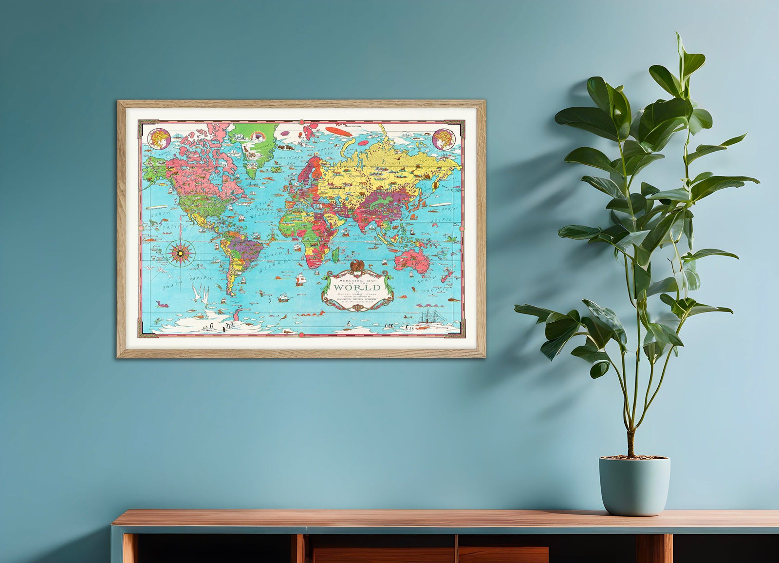 Mapa mundi (1931) - pôster | Quadro decorativo para parede | Posterscape